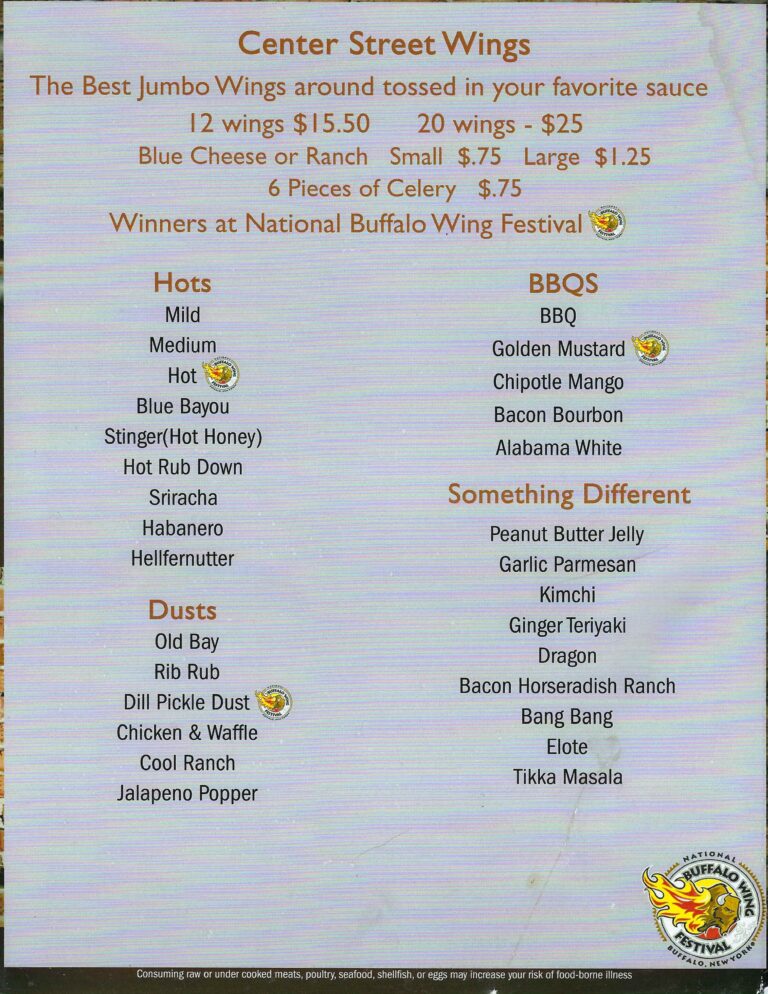 Menu - Center Street Grille