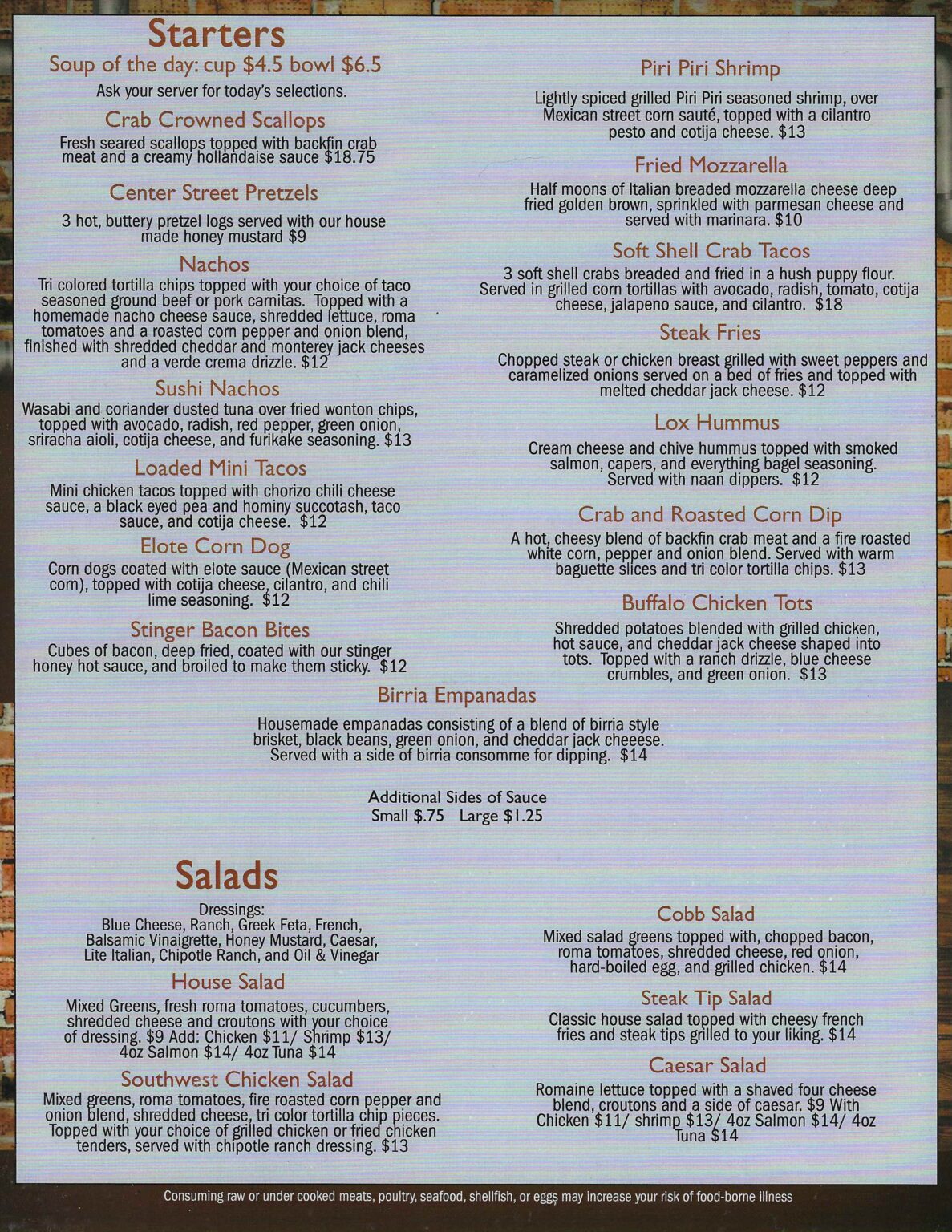 Menu - Center Street Grille