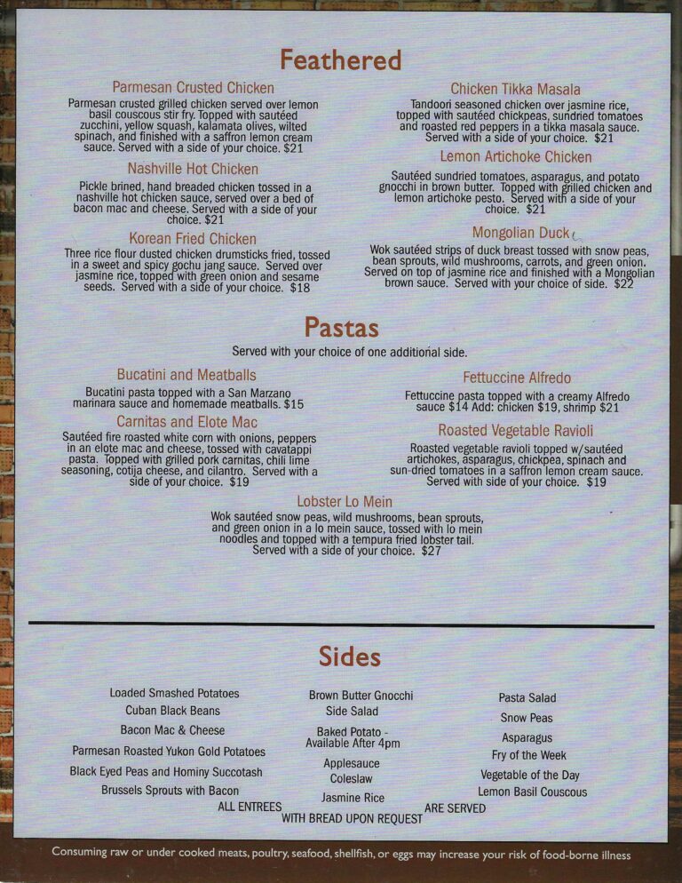 Menu - Center Street Grille