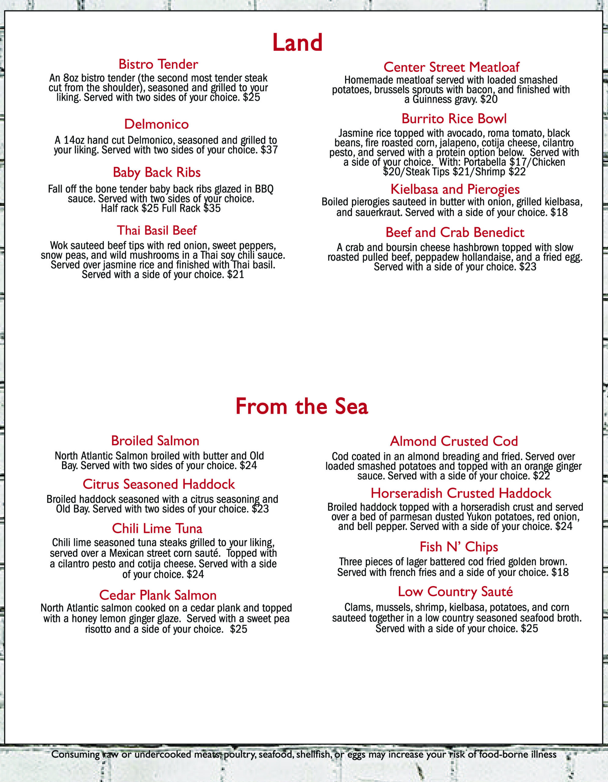 Menu - Center Street Grille