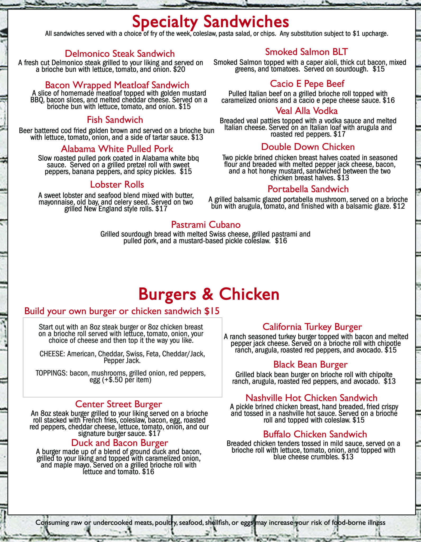 Menu - Center Street Grille